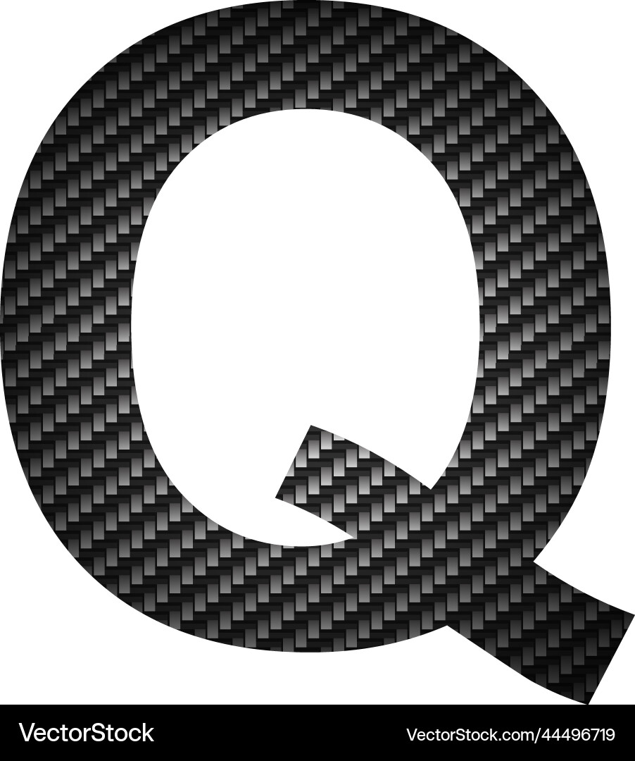 English alphabet letter q carbon dark texture Vector Image