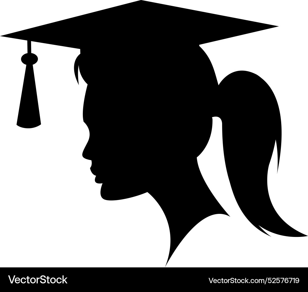 Graduation day elegance women in cap Royalty Free Vector