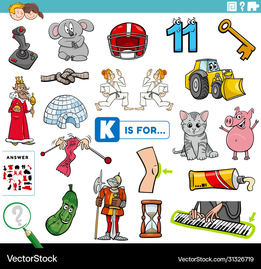 Letter i words educational task for children Vector Image