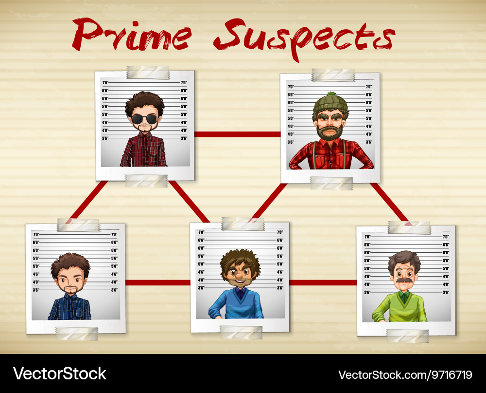 Men as Suspects - Crime Photos Royalty Free Vector Image