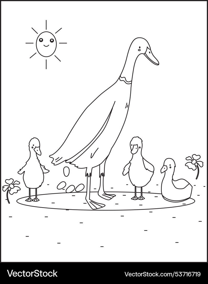 Mother duck coloring page Royalty Free Vector Image