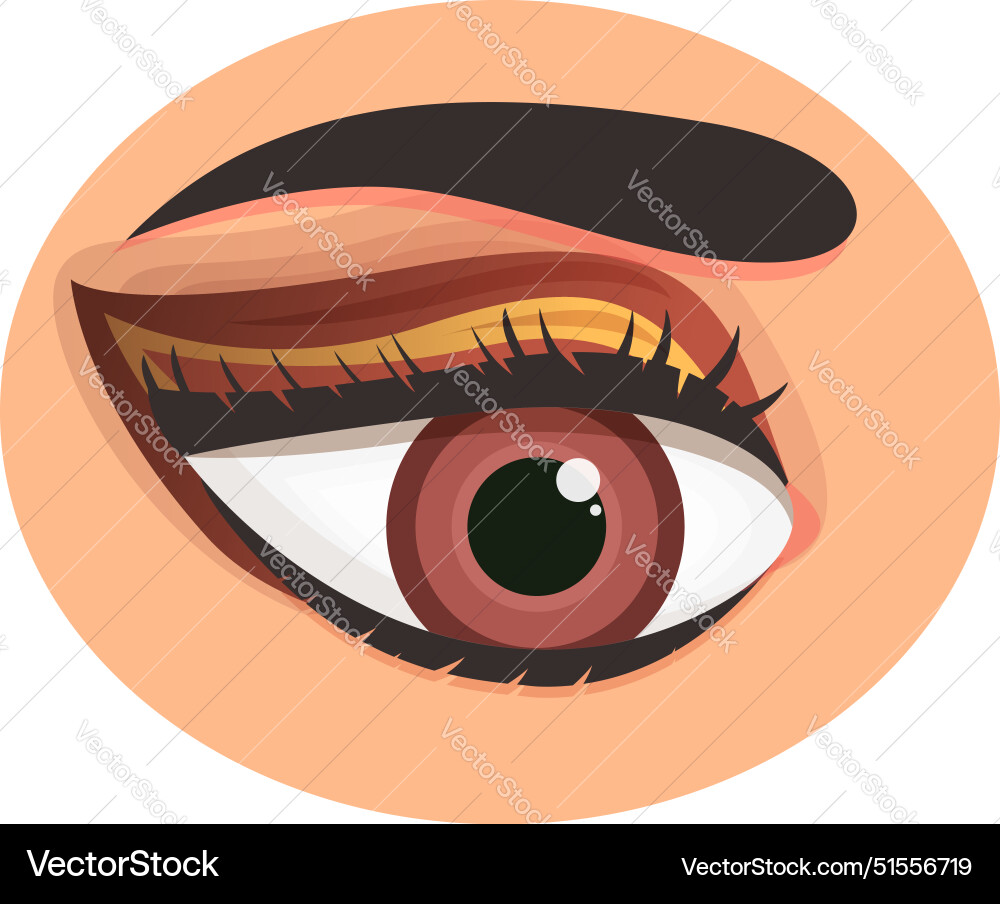 Woman with makeup looking sideways red eye Vector Image