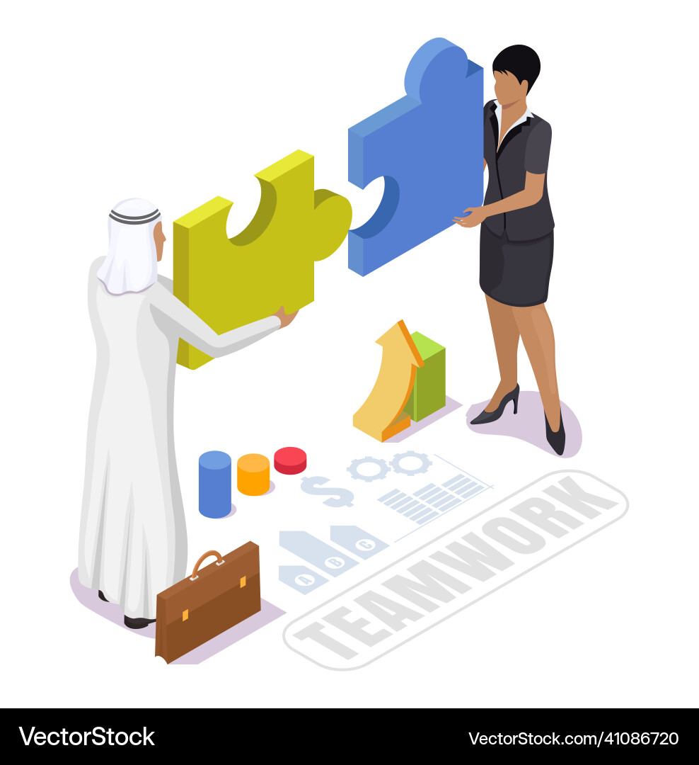 Business Collaboration Puzzle Royalty Free Vector Image