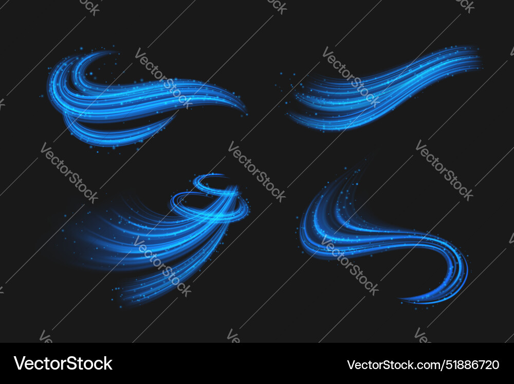 Circle and wave blue wind effect with particles Vector Image