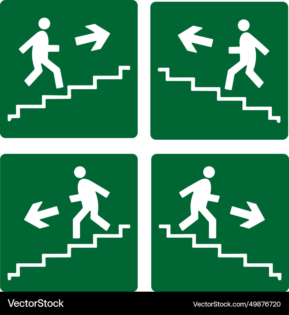 Collection of emergency exit sign Royalty Free Vector Image