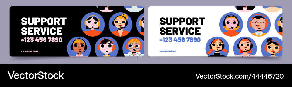 Customer support service banners call center Vector Image