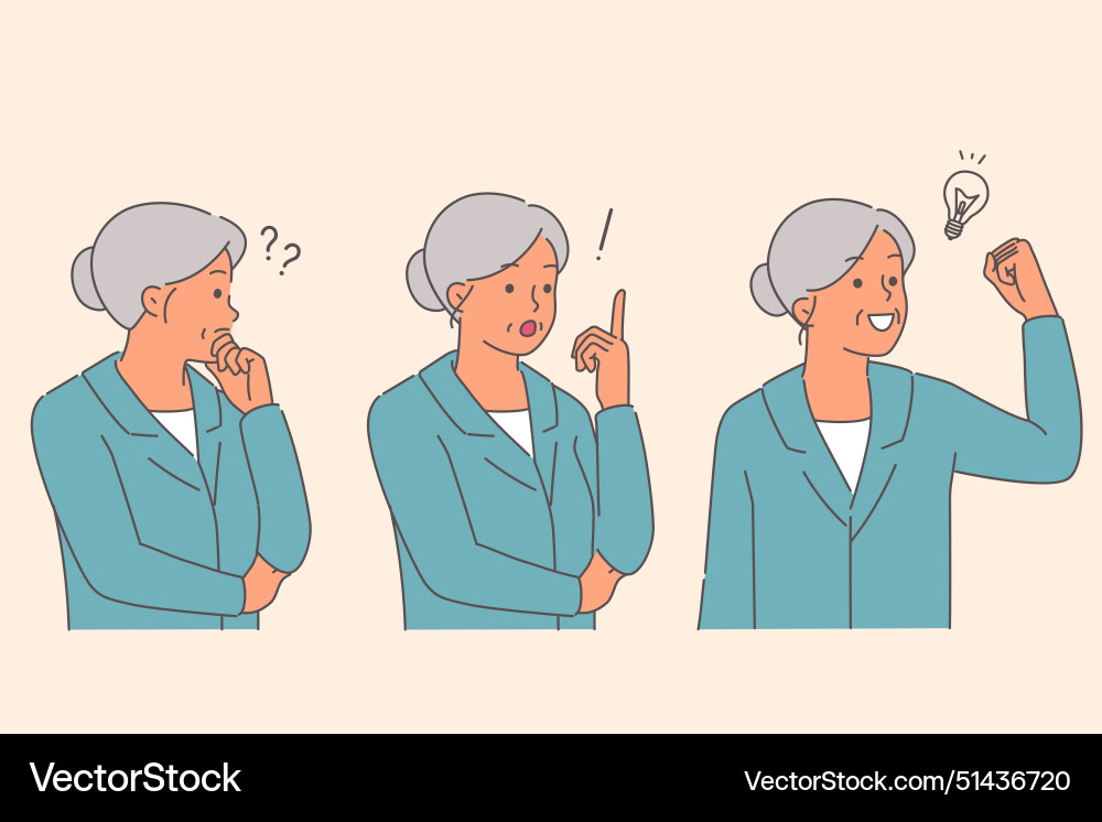 Elderly business woman thinking about problem Vector Image