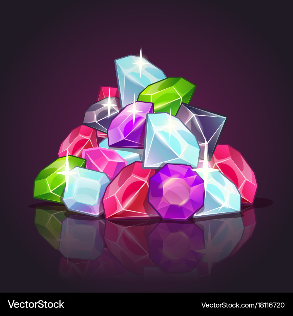Gems pile cartoon Royalty Free Vector Image - VectorStock