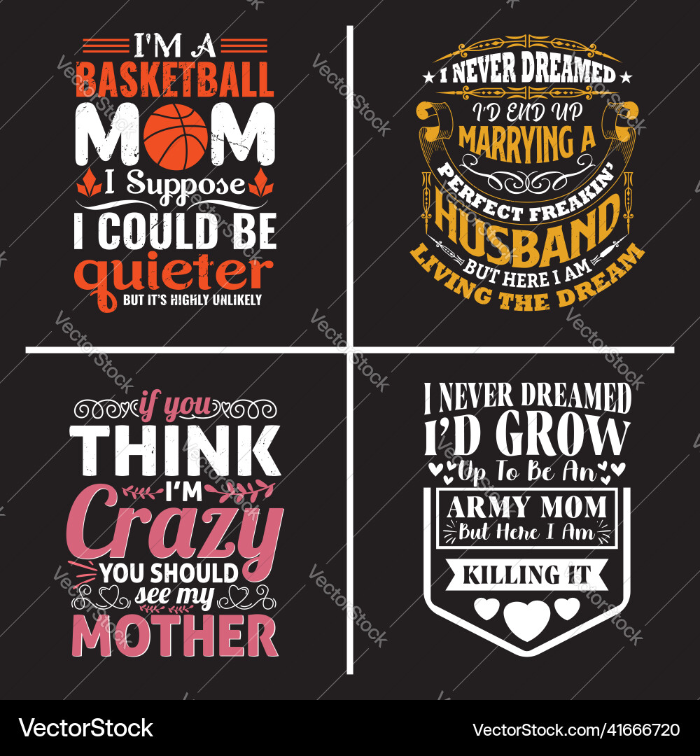 Mom typographic quotes design bundle Royalty Free Vector