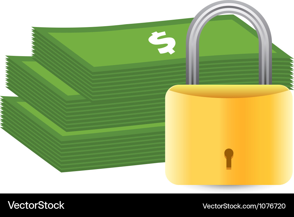 Money and padlock safety concept Royalty Free Vector Image