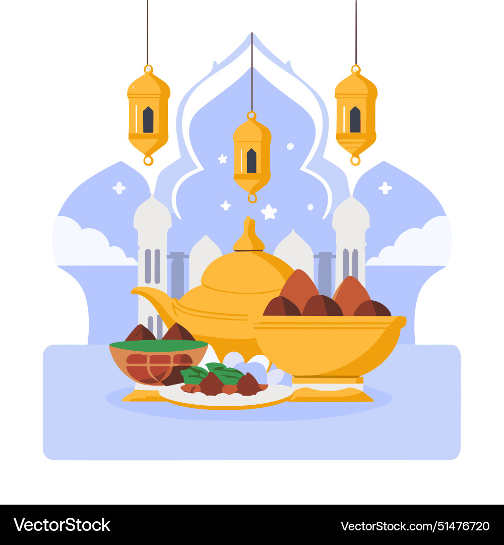 Ramadan concept flat Royalty Free Vector Image