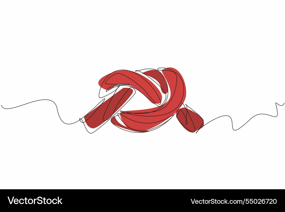Single one line drawing red circular licorice Vector Image