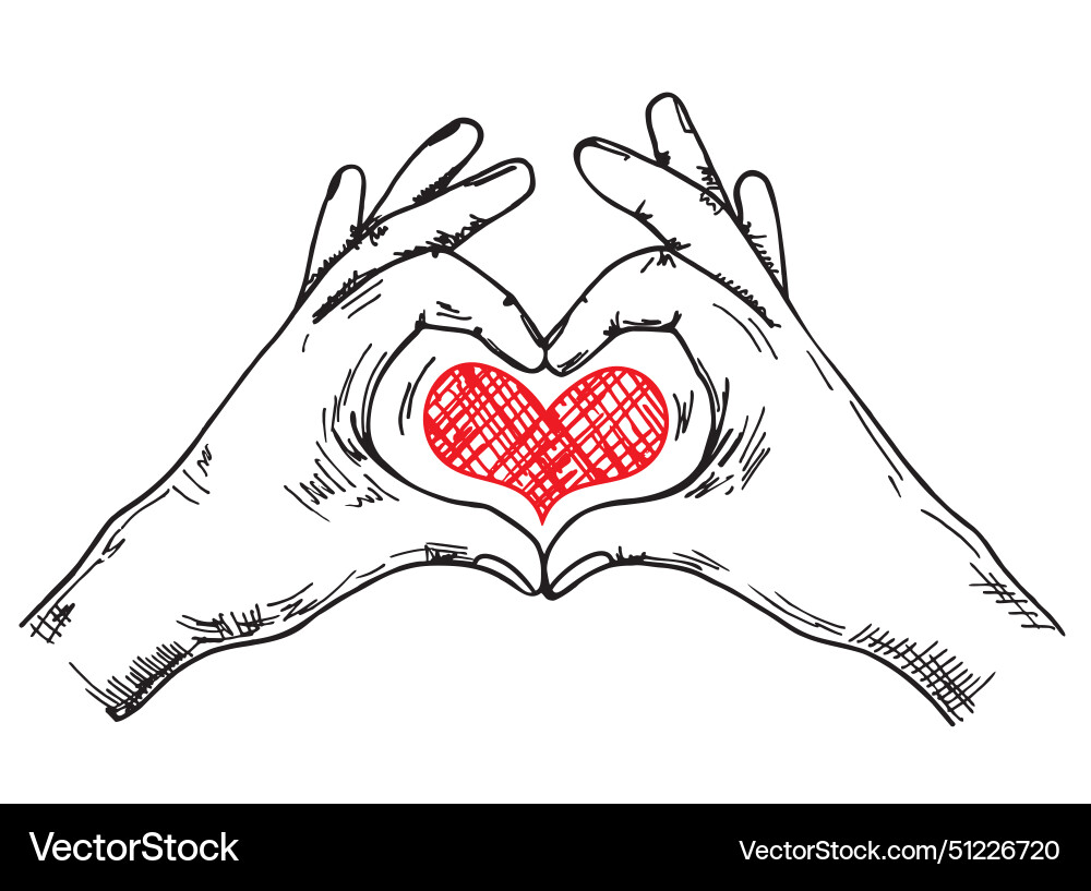 Stylized hands fold the shape of a heart finger Vector Image
