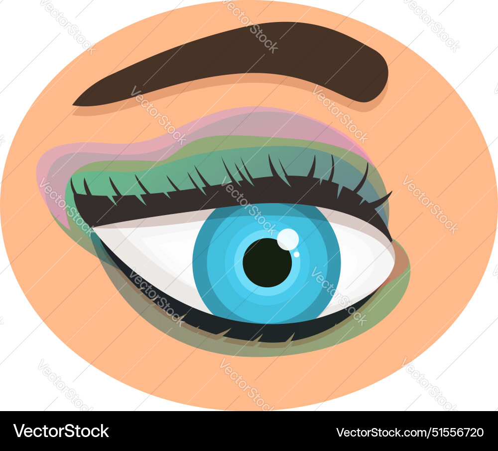 Woman eye with blue iris looking up with creative Vector Image