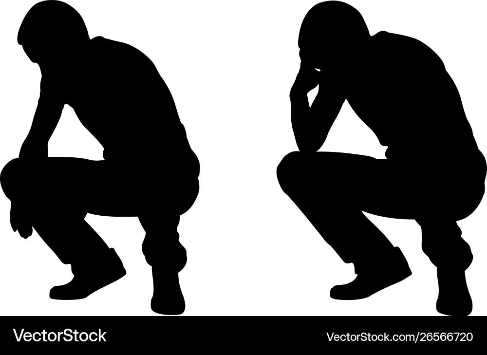 Worried crouch Royalty Free Vector Image - VectorStock