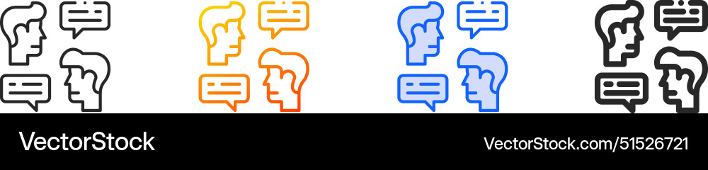 Conversation iconthin linear gradient blue stroke Vector Image