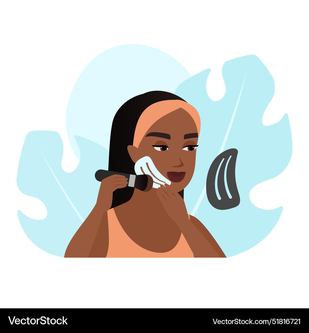 Female model holding stencil to do contouring Vector Image