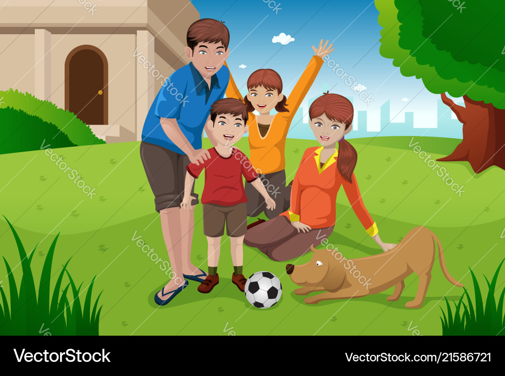 Happy family with pets Royalty Free Vector Image