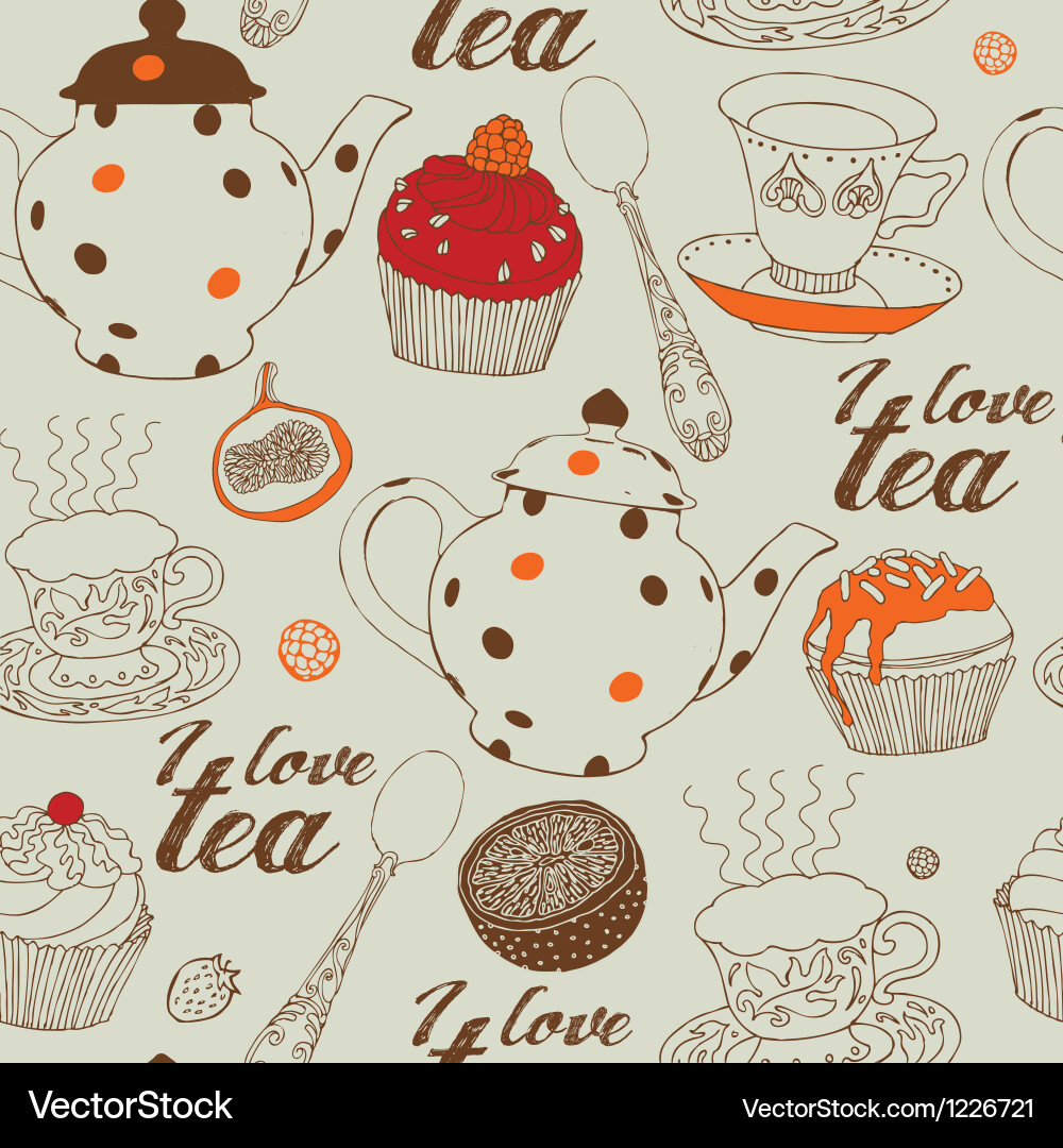 Tea and Sweets Background Royalty Free Vector Image