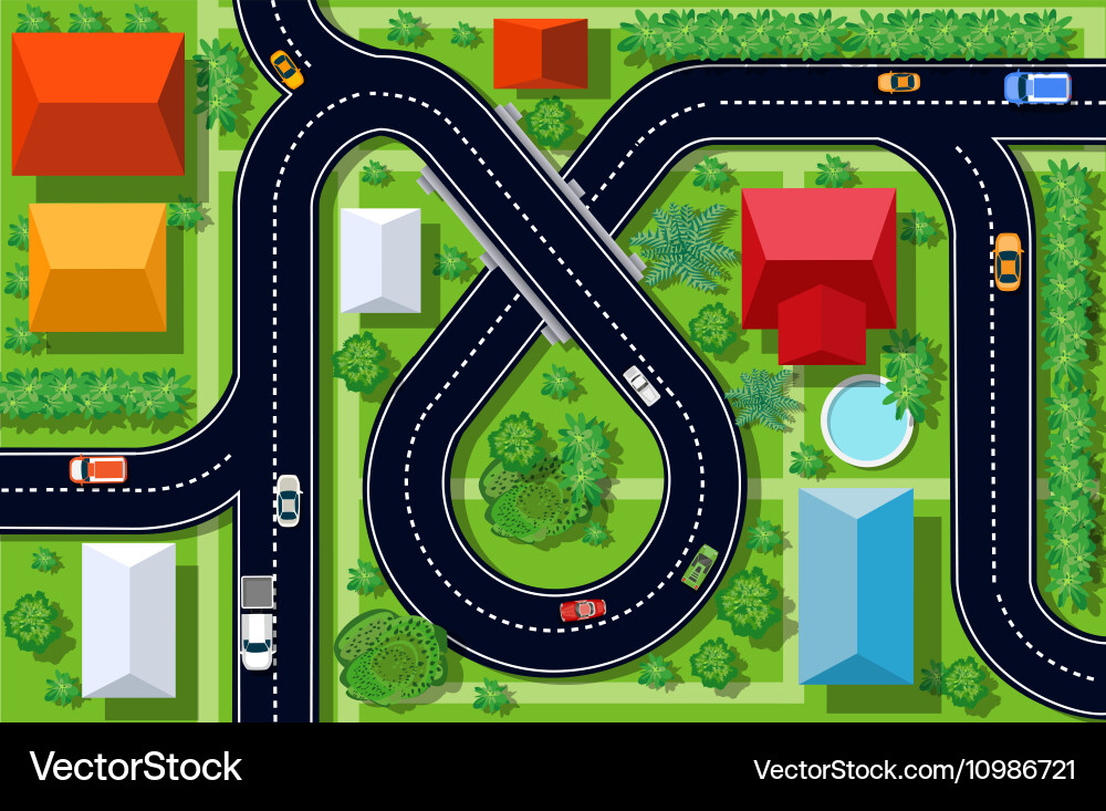 View of a highway junction Royalty Free Vector Image
