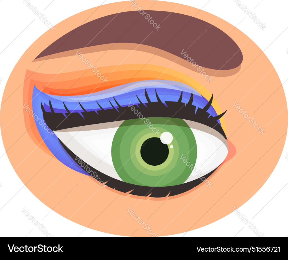 Woman eye with colourful eyeshadow is looking up Vector Image