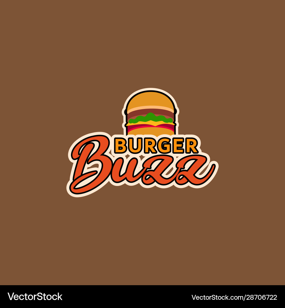 Burger buzz logo design Royalty Free Vector Image