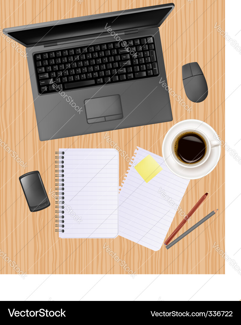 Computer notebook on the table Royalty Free Vector Image