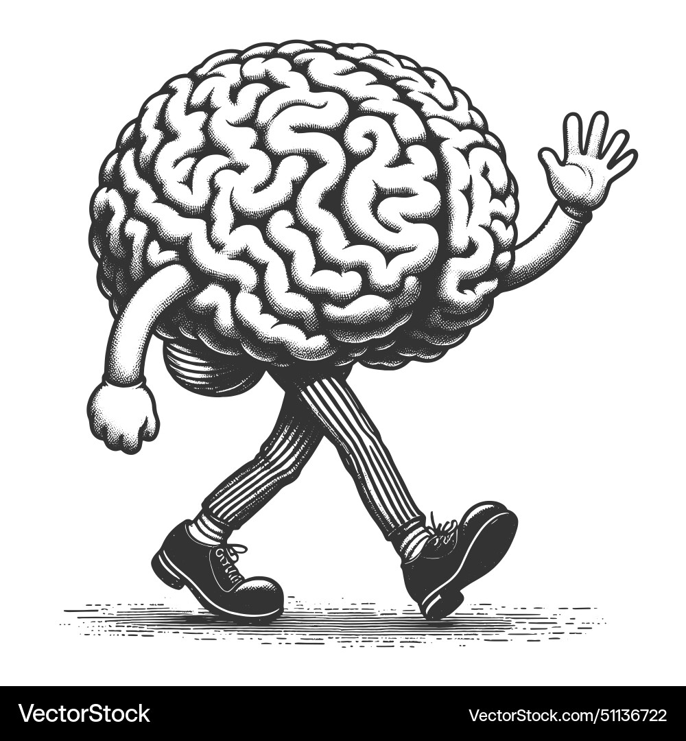Friendly Walking Brain Royalty Free Vector Image