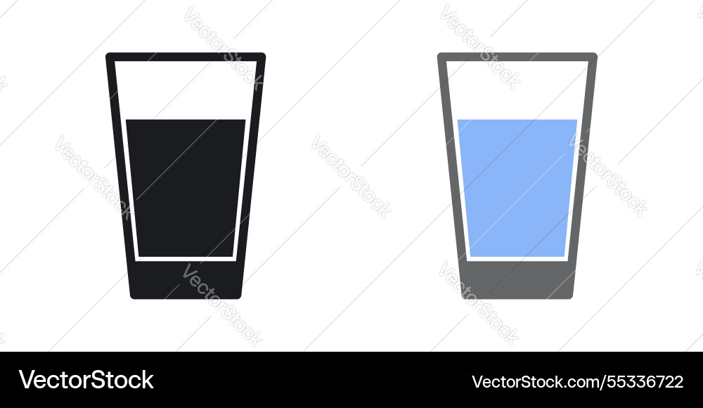 Glass icons set black and colored style Royalty Free Vector