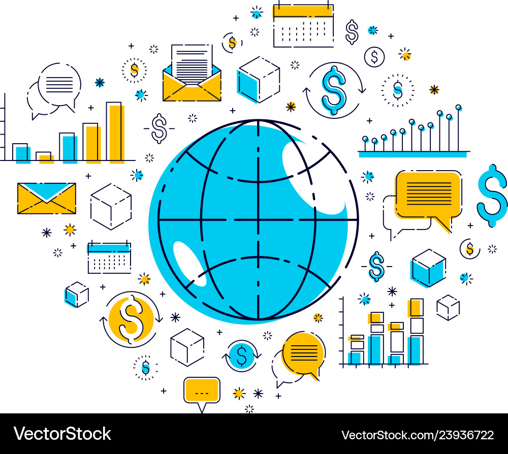 Global business concept planet earth with dollar Vector Image