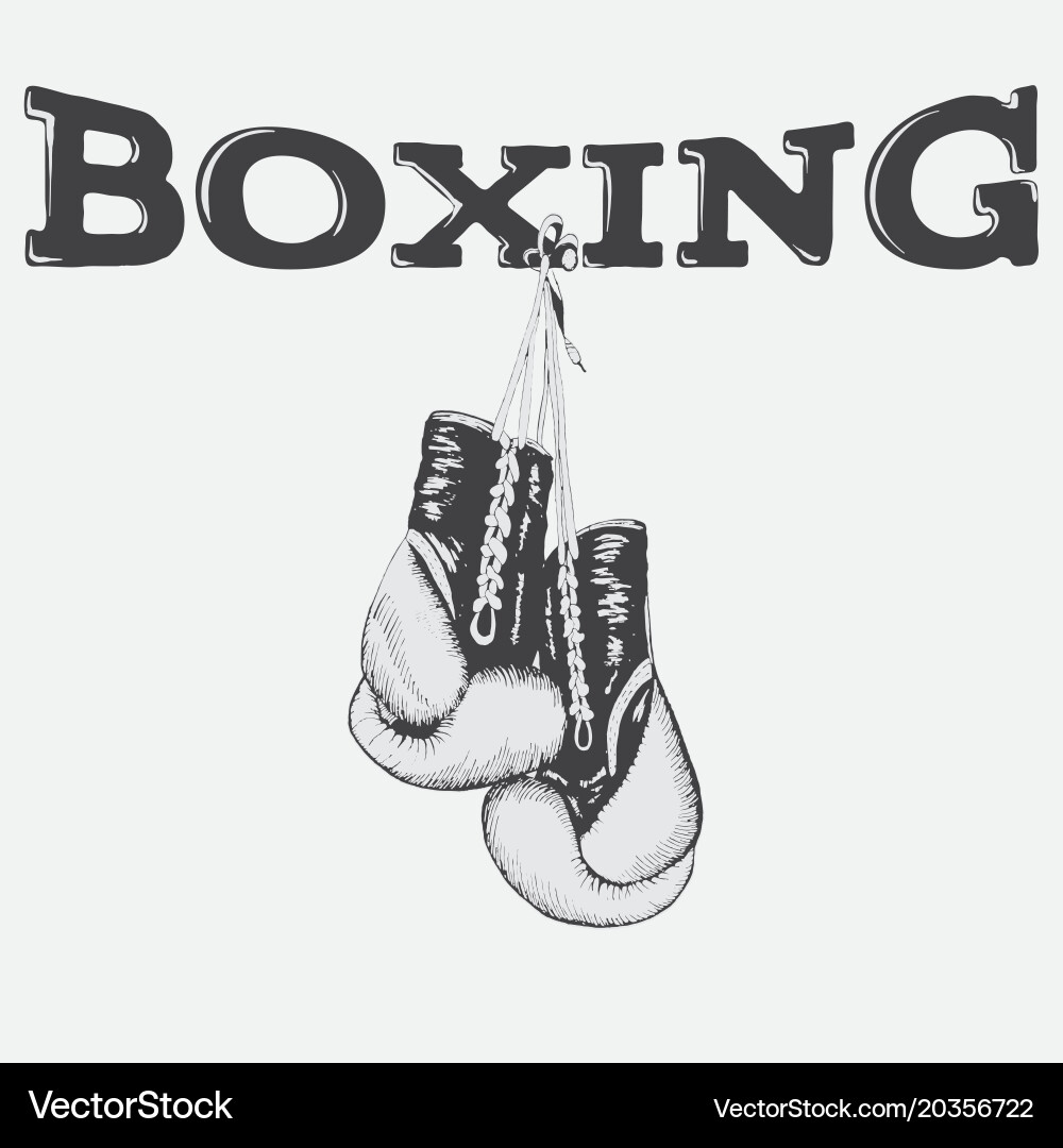 Graphic label with boxing gloves Royalty Free Vector Image