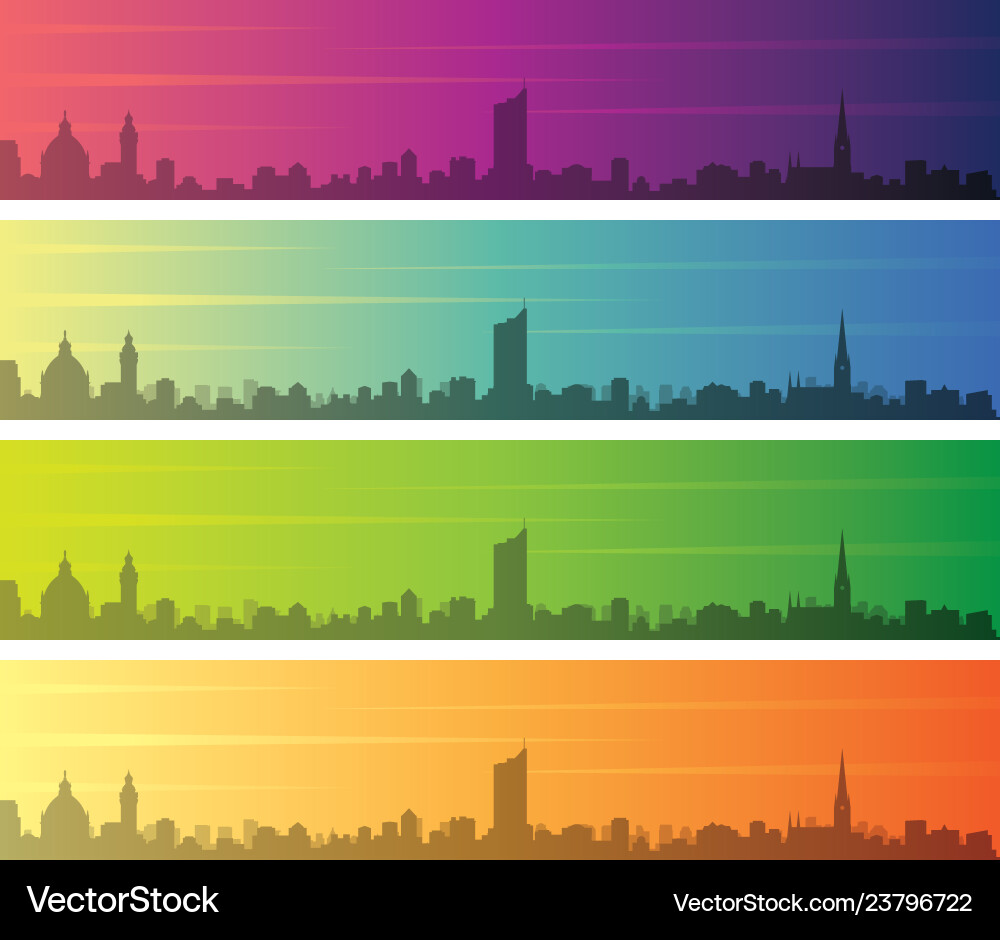 Leipzig multiple color gradient skyline banner Vector Image