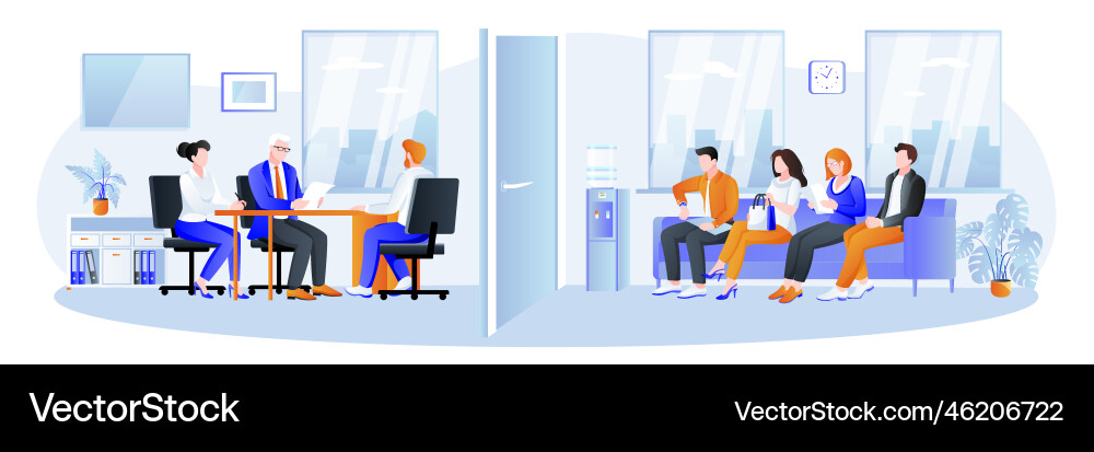 Office interview with job candidates recruitment Vector Image