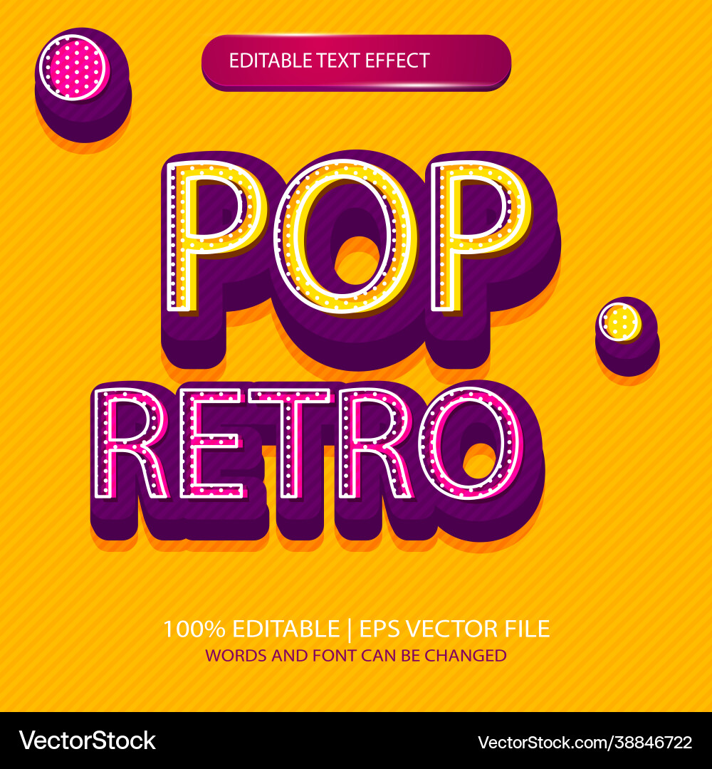 Pop style art editable text effect for old Vector Image