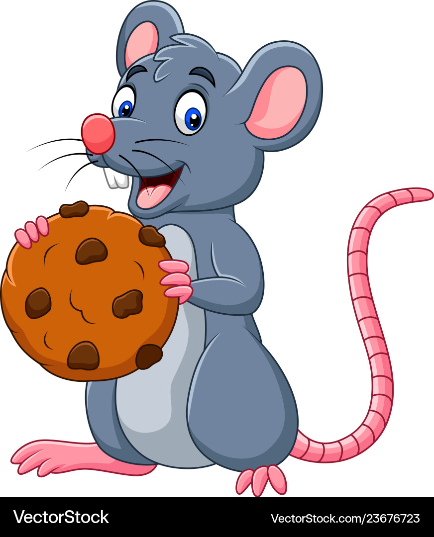 Cartoon Mouse Eating Cookie