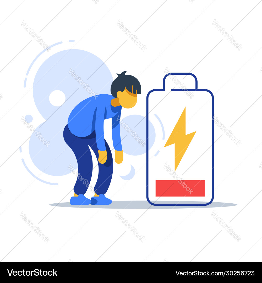 Chronic tired man exhausted person Royalty Free Vector Image
