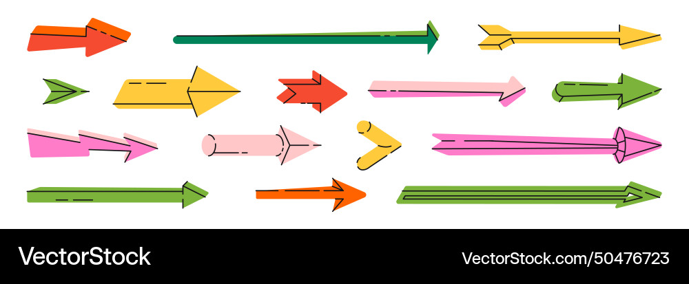 Colorful straight long horizontal arrow Royalty Free Vector