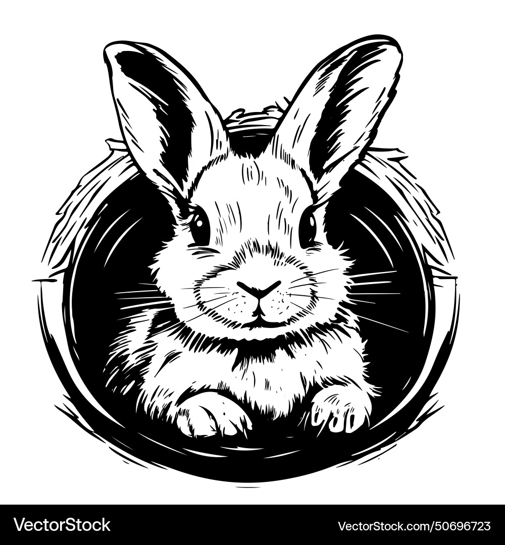 Face rabbit portrait vintage graphic design Vector Image