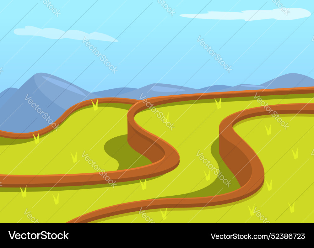 Green rice paddy field terraces forming curvy Vector Image