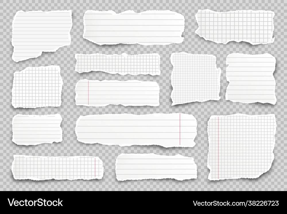 Ripped paper strips on transparent background Vector Image
