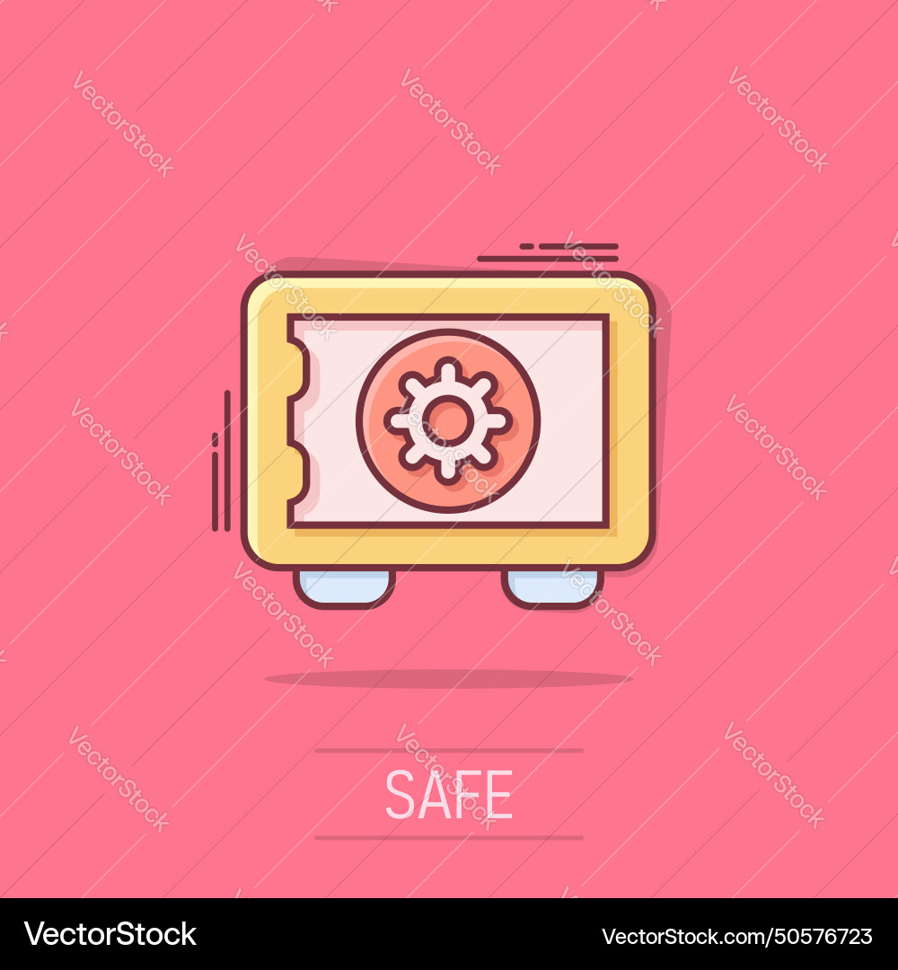 Safe money icon in comic style strongbox cartoon Vector Image