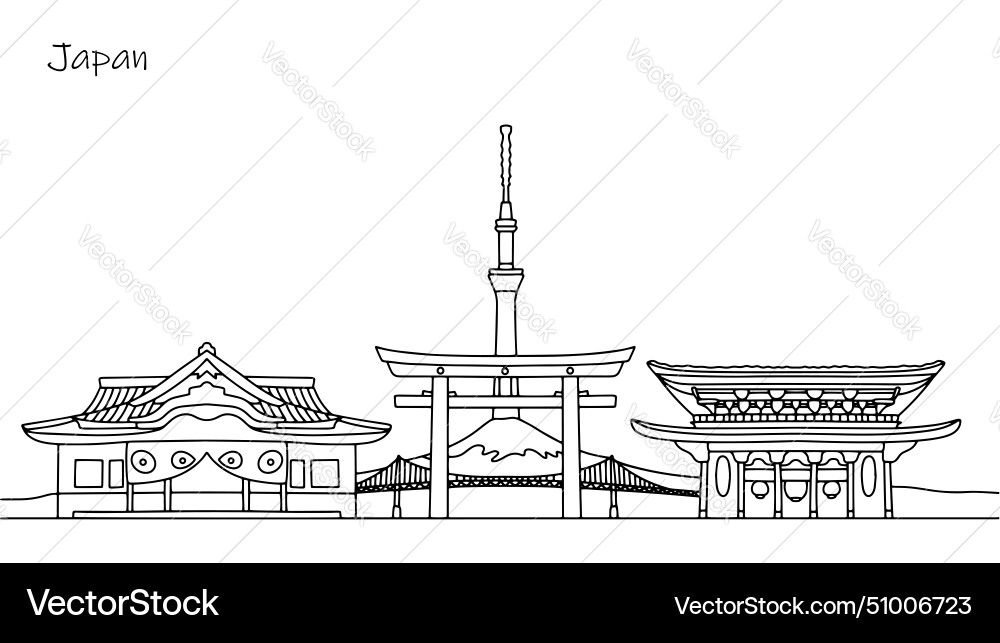 Sights of japan Royalty Free Vector Image - VectorStock