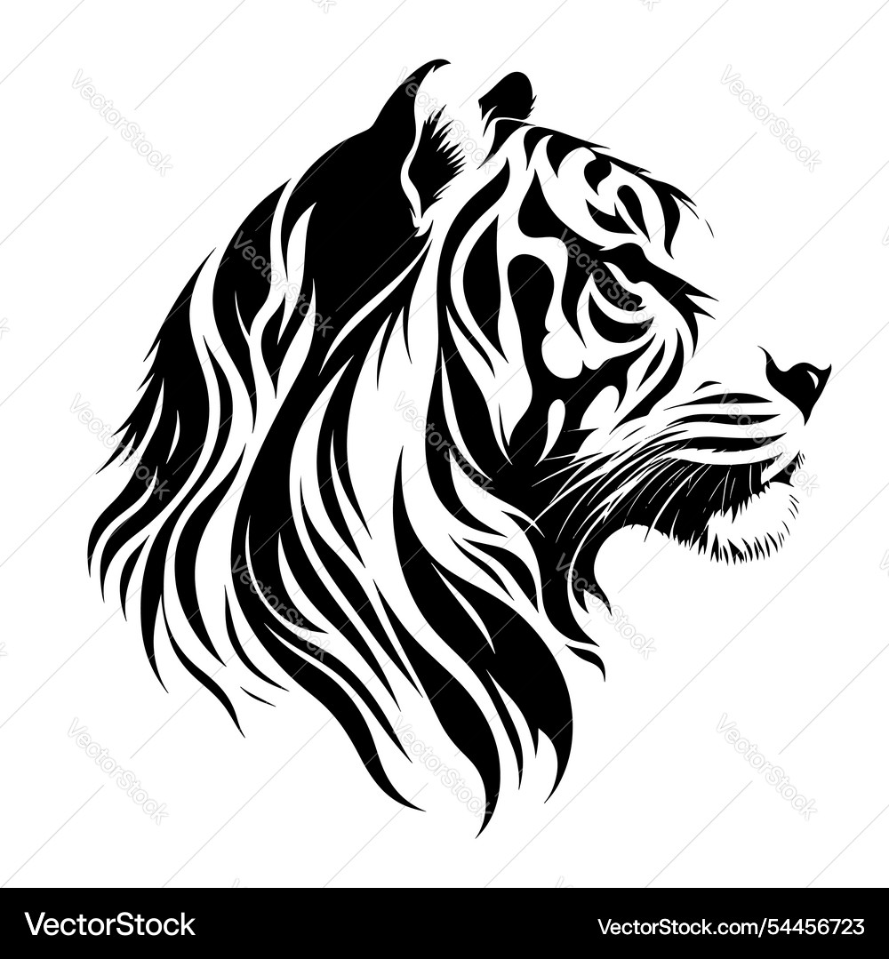 Tiger head black and white design Royalty Free Vector Image