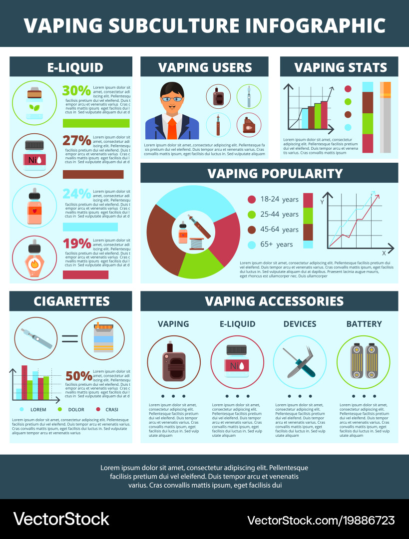 Vaping flat infographic poster Royalty Free Vector Image