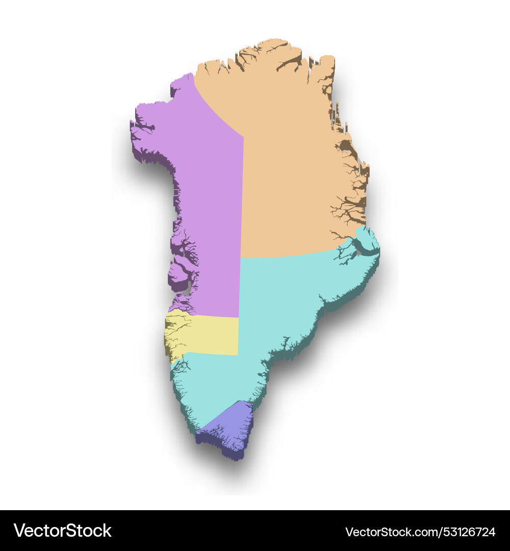 3d isometric colored map of greenland Royalty Free Vector