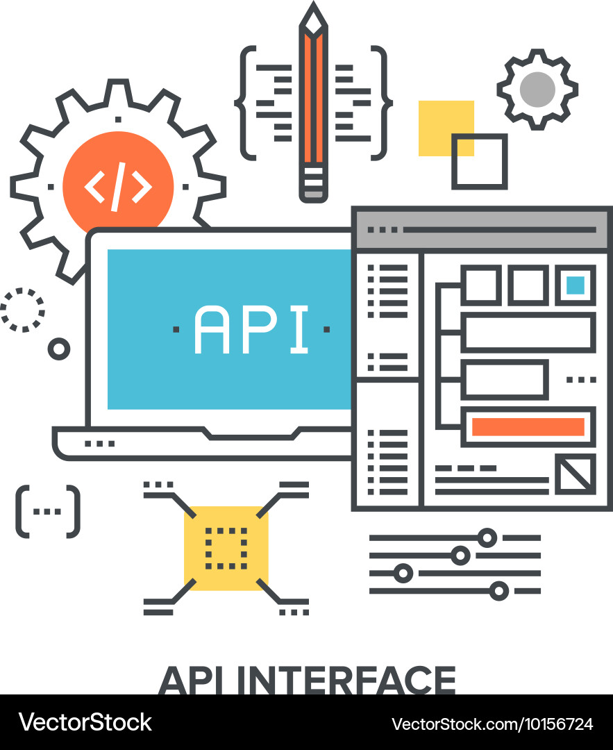 Api interface concept Royalty Free Vector Image