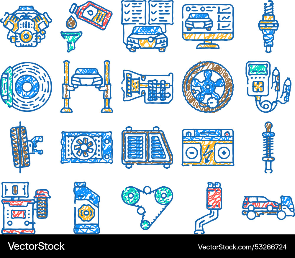 Car mechanic auto icon hand drawn Royalty Free Vector Image