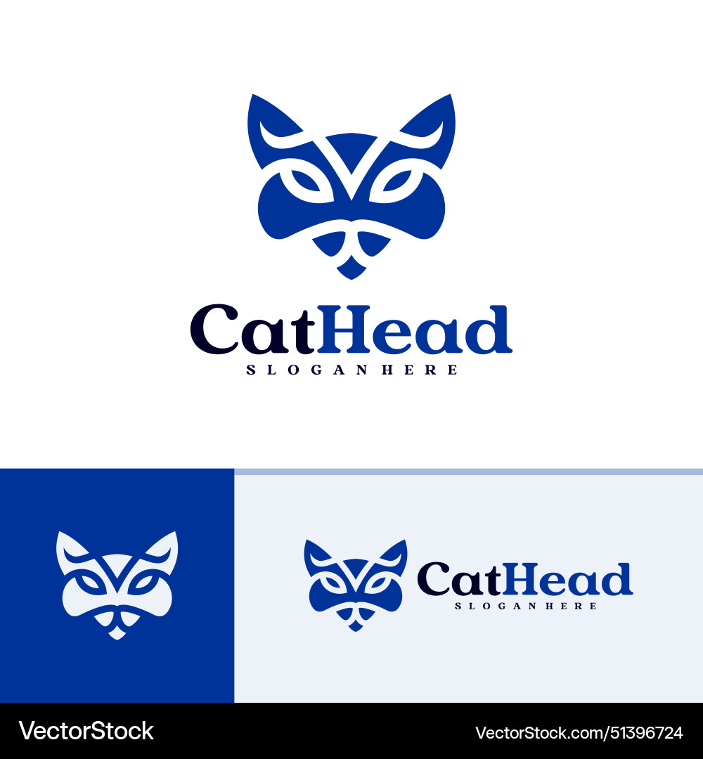 Cat logo template creative head design Royalty Free Vector