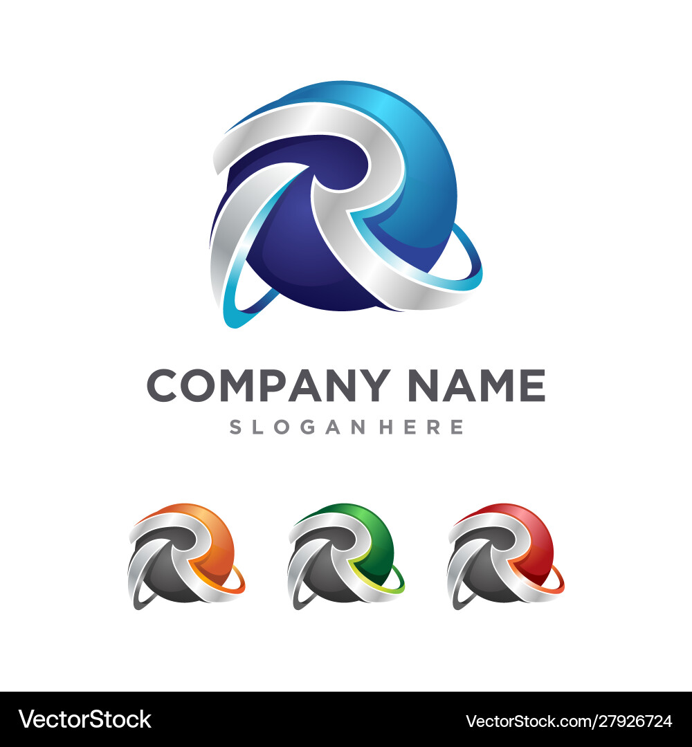 Creative 3d abstract letter r logo design Vector Image