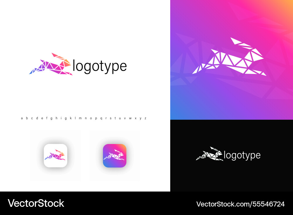 Futuristic polygonal rabbit logo symbolizing speed